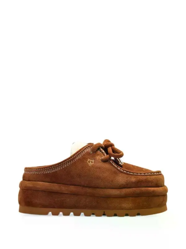 NAKED WOLFE Blizzard Suede Platform Mules With Shearling Lining