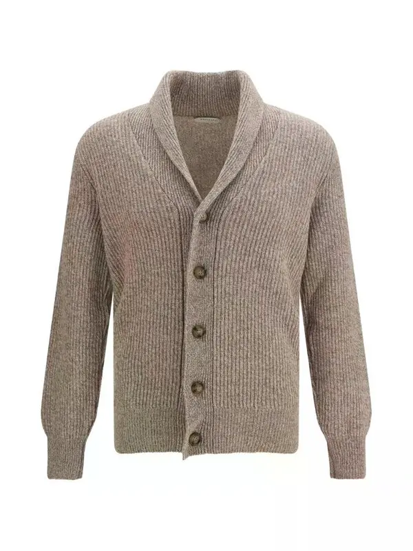 BROOKSFIELD Shawl-collar Ribbed-knit Cardigan