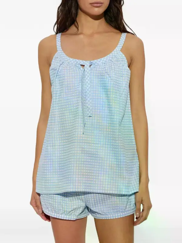 Posse Lila Gingham Tie-fastening Top