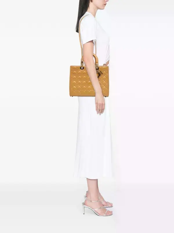 Dior 2012 Large Patent Cannage Lady Satchel - Neutrals