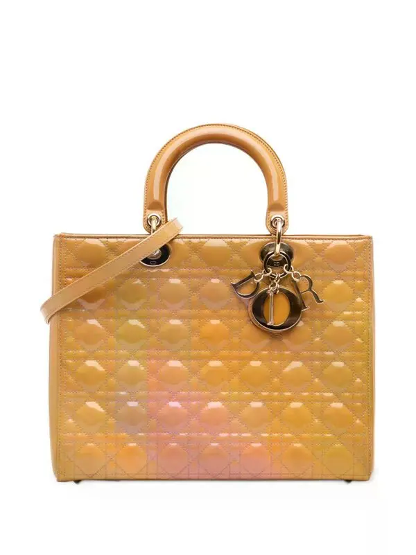 Dior Patent Cannage Lady Satchel - Neutrals