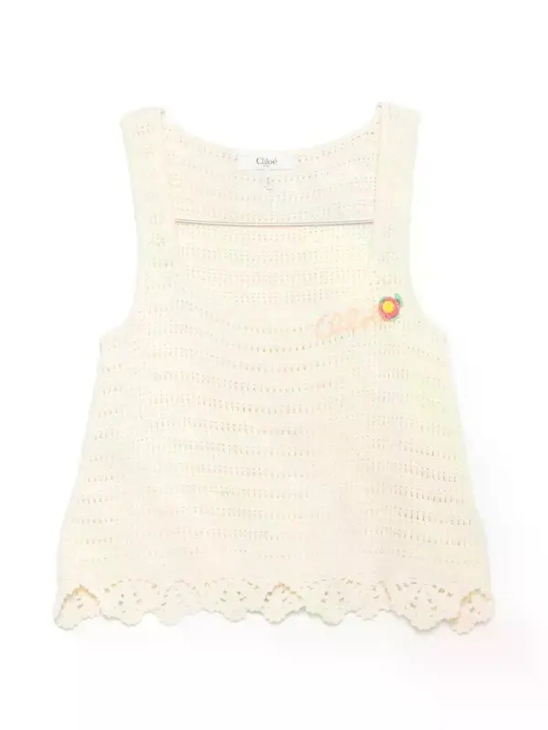 Chloé Crochet Scalloped Top - Neutrals