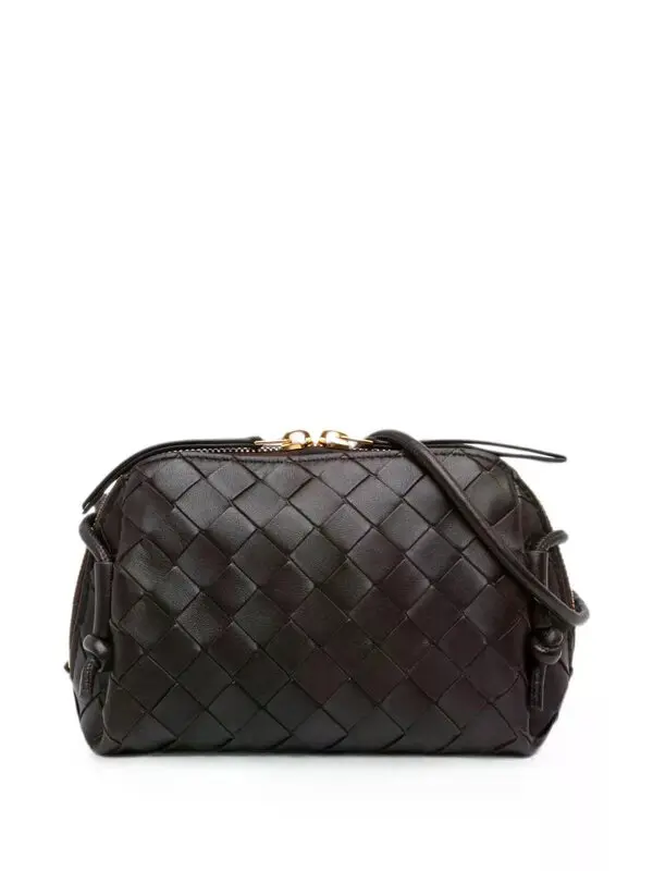 Bottega Veneta 2012-2026 Mini Lambskin Intrecciato Loop Camera Bag Crossbody Bag - Brown