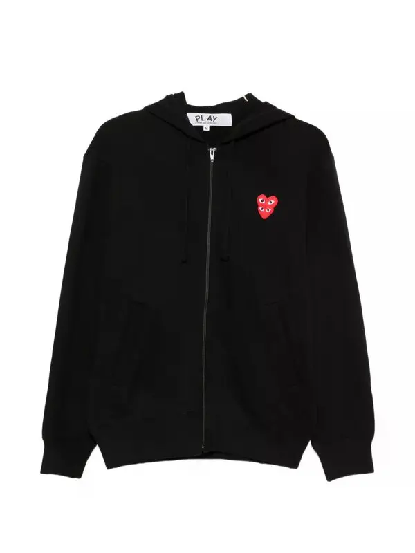 Play Comme Des Garcon Heart-patch Zip-up Hoodie