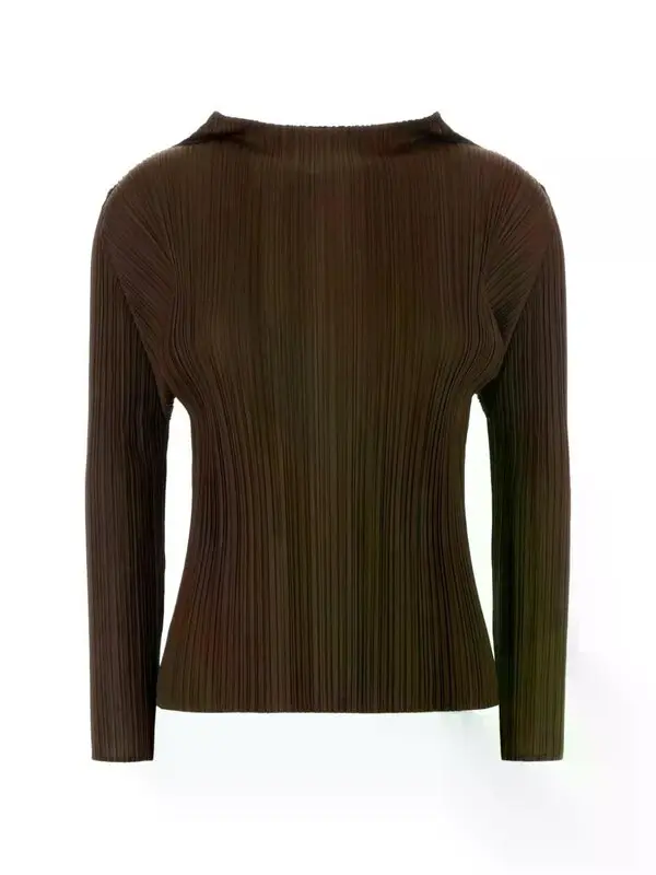 Issey Miyake Pleated Long-sleeve T-shirt - Brown