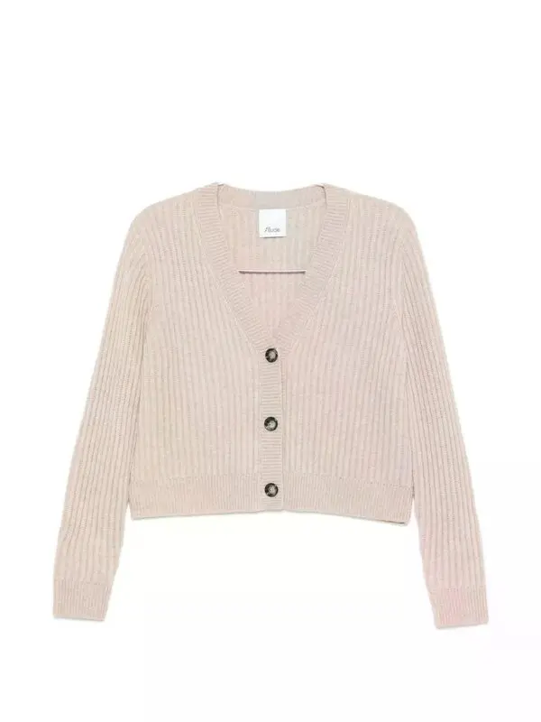 ALLUDE Ribbed-knit V-neck Cardigan - Neutrals