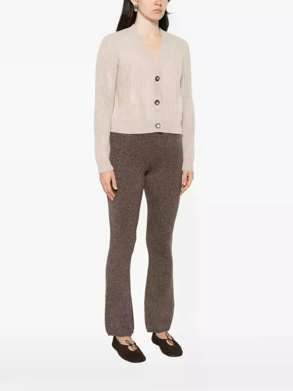 ALLUDE Ribbed-knit V-neck Cardigan