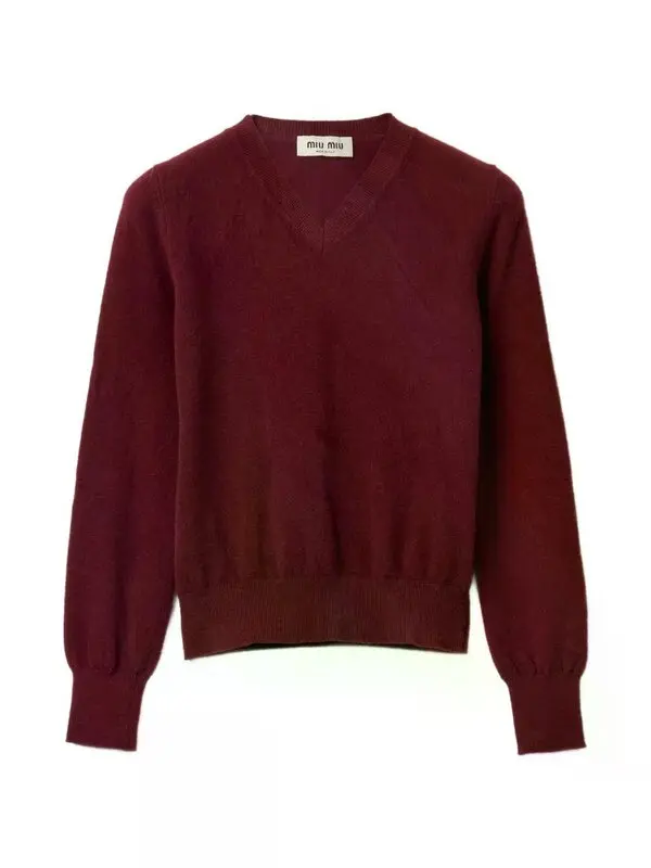 Miu Miu V-neck Wool Cardigan - Red