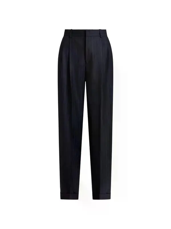 Polo Ralph Lauren Bacall Pinstriped Wool Trousers - Blue