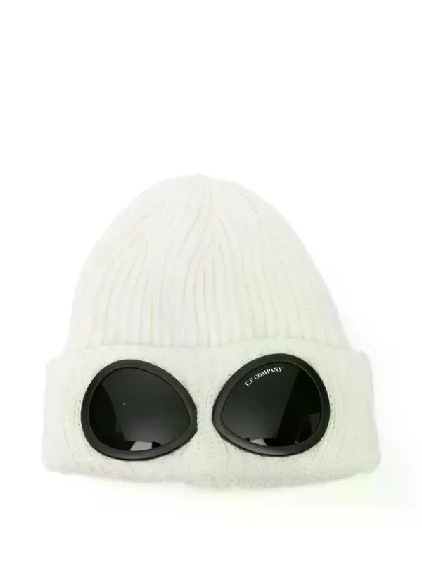 C.P. COMPANY Goggle-detail Ribbed-knit Beanie Hat - Neutrals