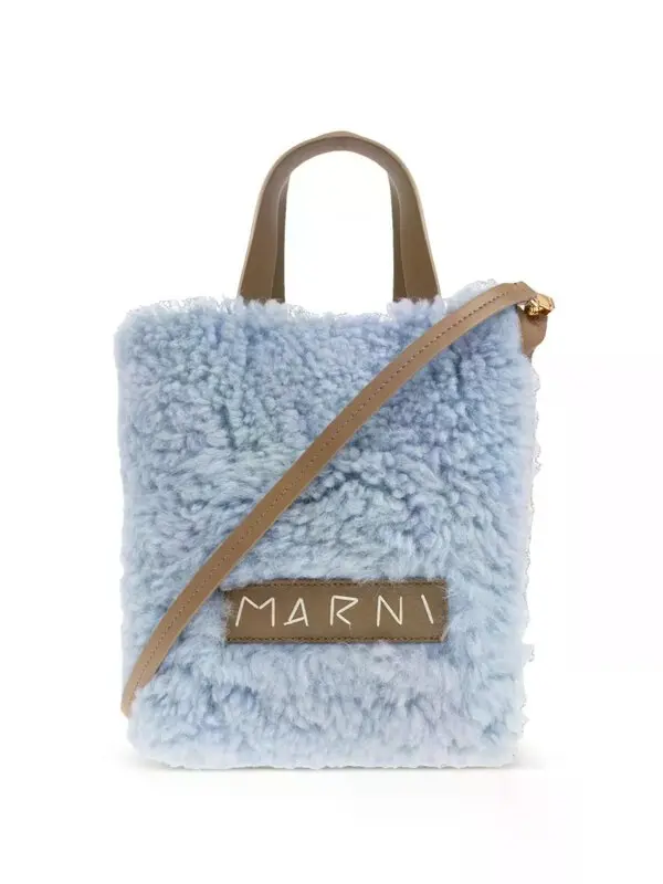 Marni Shearling Leather Tote Bag - Blue