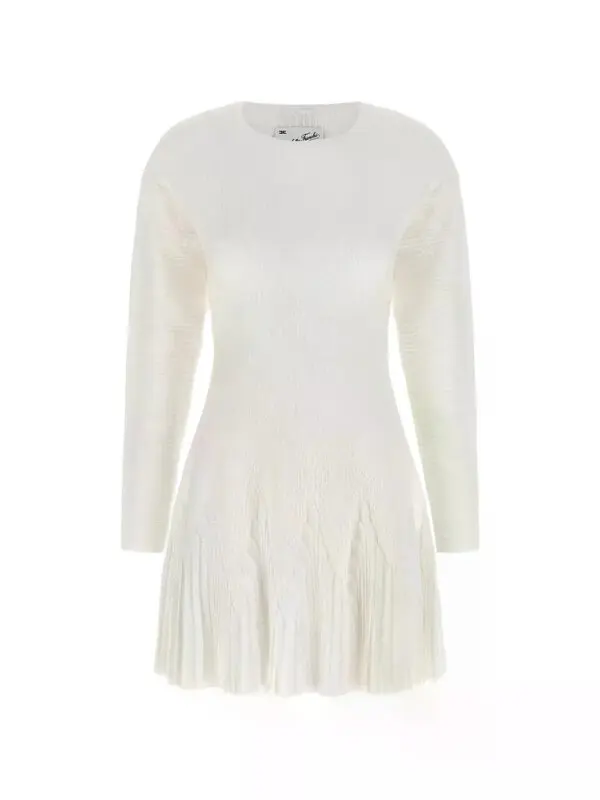Elisabetta Franchi Knit Dress With Ruffles - Neutrals