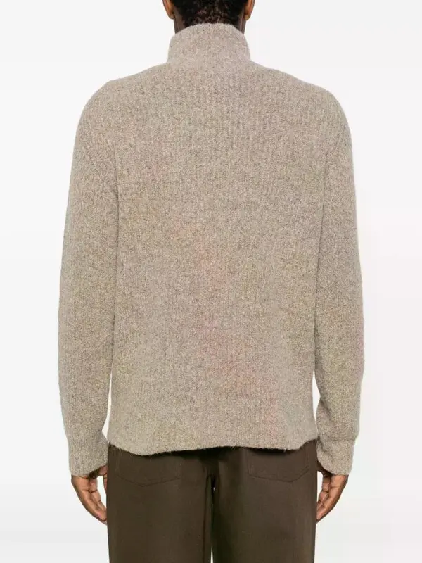 ROBERTO COLLINA Ribbed Knit High-neck Sweater - Neutrals