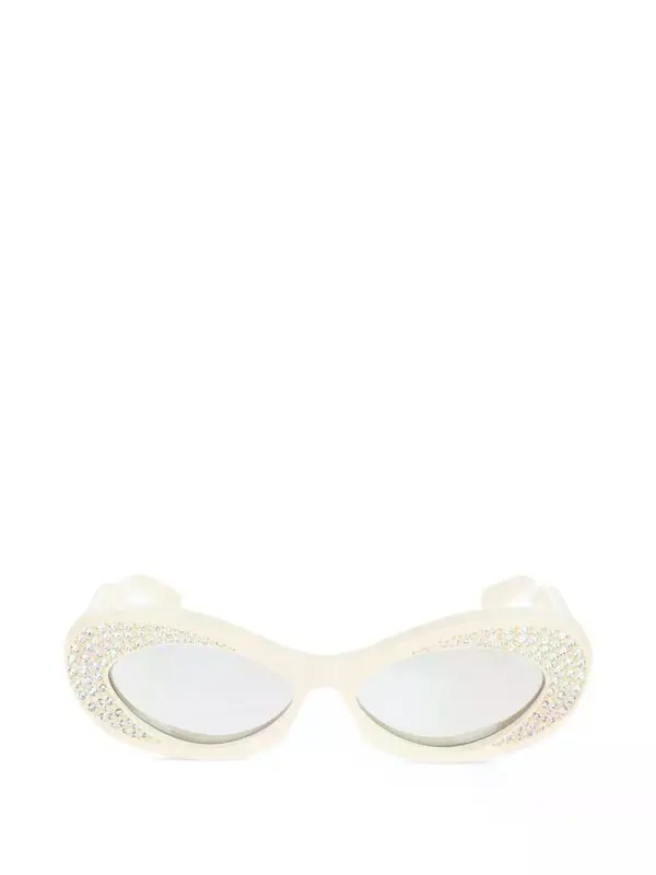 Valentino Garavani Crystal-embellished Vlogo Sunglasses - Neutrals