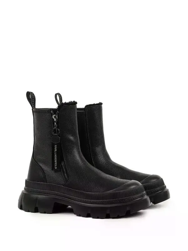 Karl Lagerfeld Logo-embossed Leather Ankle Boots