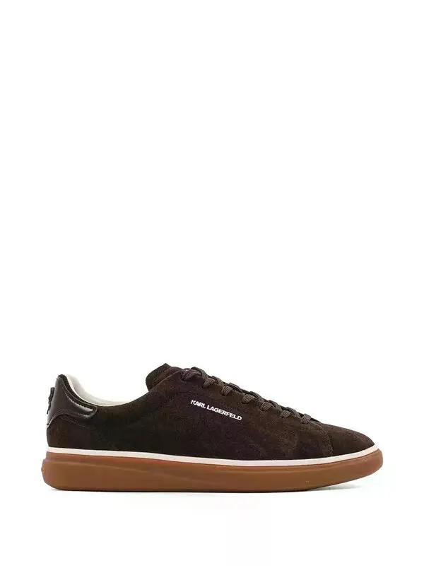 Karl Lagerfeld Suede Lace-up Sneakers With Embossed Artwork - Brown