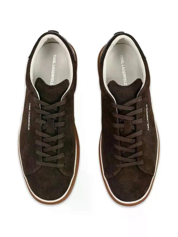 Karl Lagerfeld Suede Lace-up Sneakers With Embossed Artwork