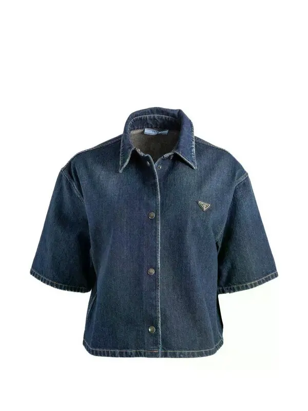 Prada Cropped Denim Shirt - Blue
