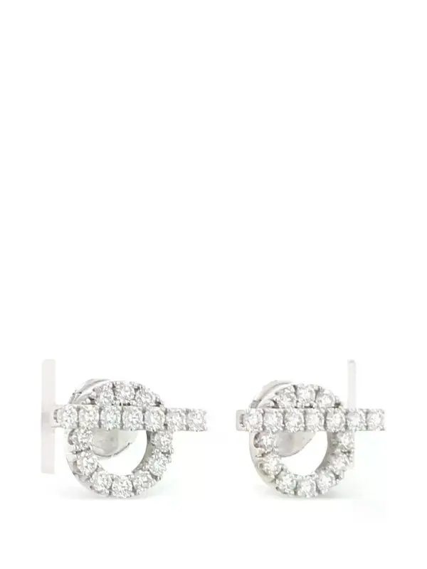 Hermès 18k White Gold Diamond Stud Earrings