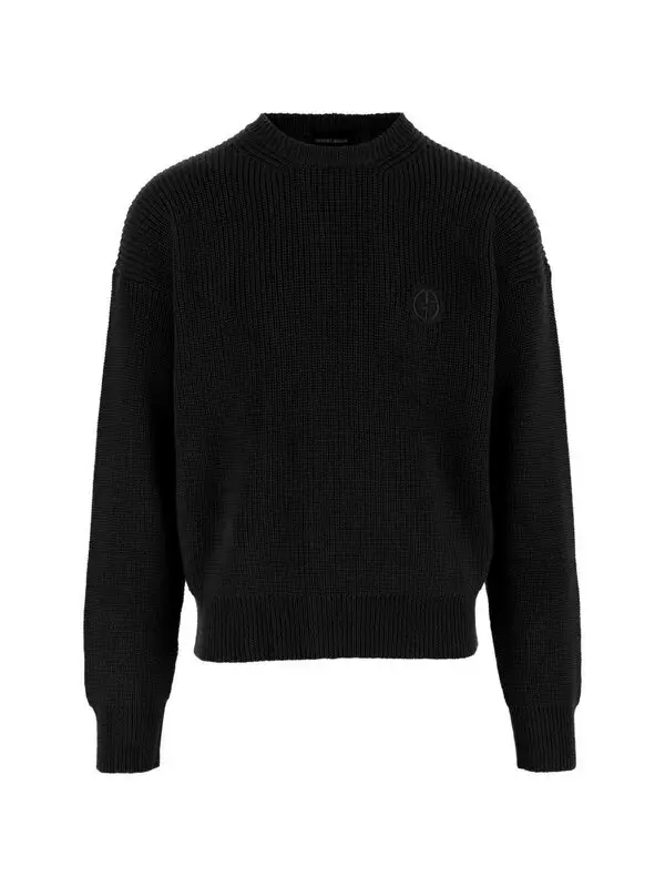 Giorgio Armani Logo-patch Ribbed-knit Virgin-wool Sweater