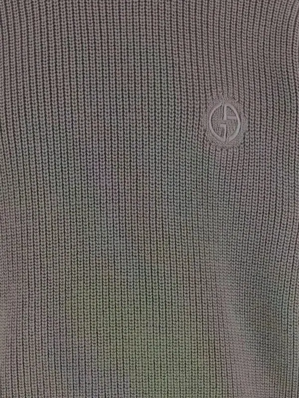 Giorgio Armani Logo-embroidered Ribbed-knit Sweater