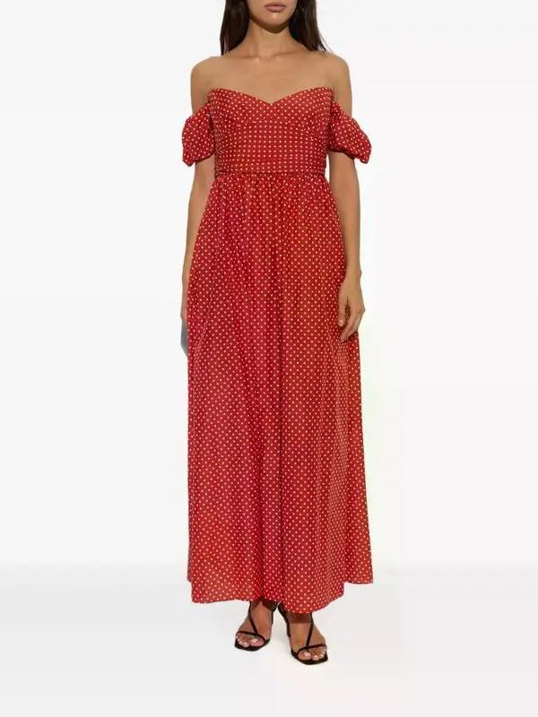 Matteau Polka-dot Off-shoulder Dress