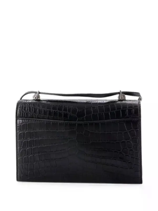 Saint Laurent Babylone Crocodile Embossed Leather Small Crossbody Bag - Black