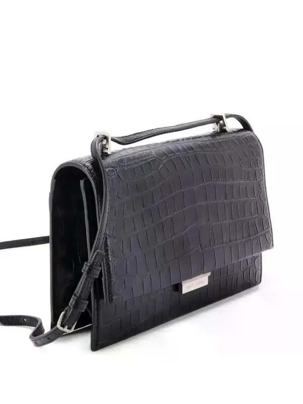 Saint Laurent Babylone Crocodile Embossed Leather Small Crossbody Bag - Black
