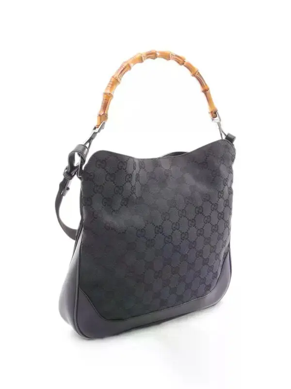 Gucci 2000s Bamboo Gg Canvas Shoulder Bag