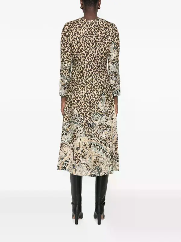 Etro Leopard And Paisley Print Midi Dress
