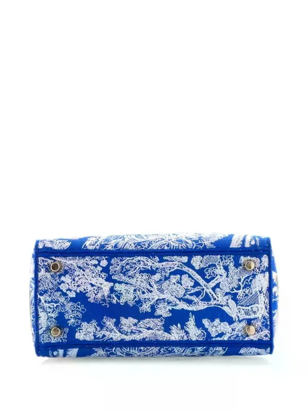 Dior Lady D-lite Bag Embroidered Canvas Medium Satchel - Blue