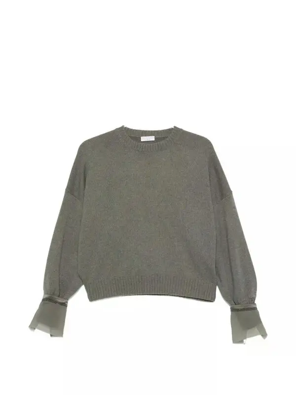 Brunello Cucinelli Monili-embellished Sweater - Grey