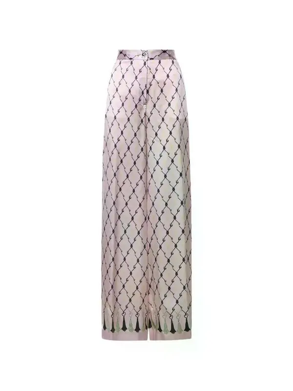 GENNY Rope-print Silk Trousers - Pink