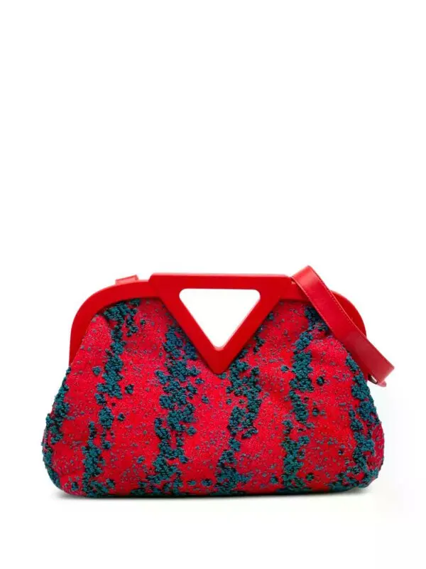 Bottega Veneta Medium Boucle Tweed The Point Triangle Satchel - Red