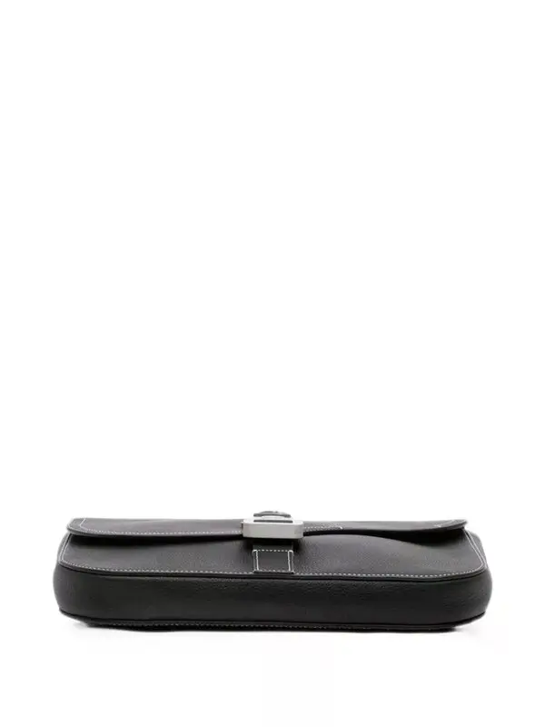 Dior 2024 Medium Grained Calfskin Saddle With Flap Clutch Bag - Black
