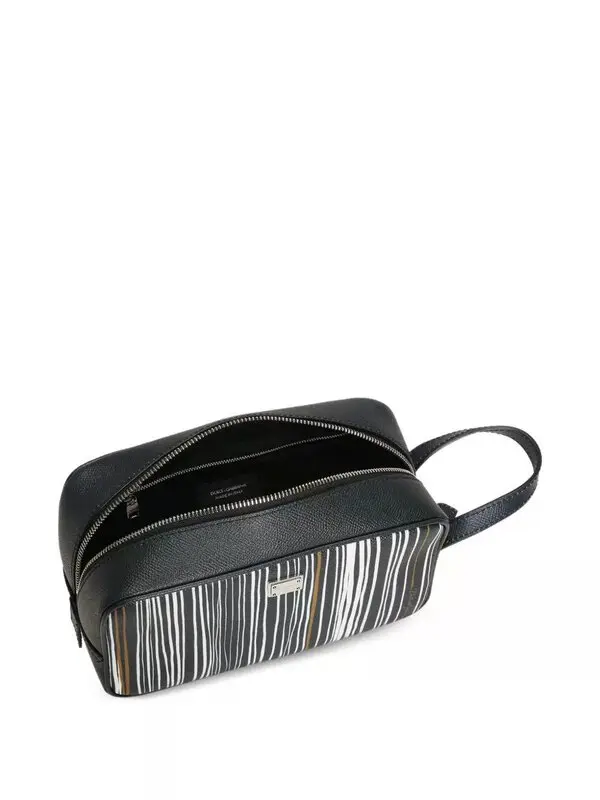 Dolce & Gabbana Stripe-print Toiletry Bag In Calfskin