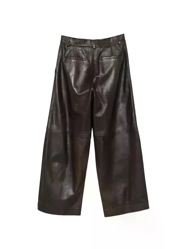 P.a.r.o.s.h Leather Wide-leg Trousers - Brown