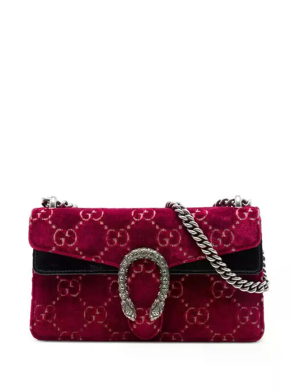 Gucci Gg Velvet Dionysus Crossbody Bag - Red
