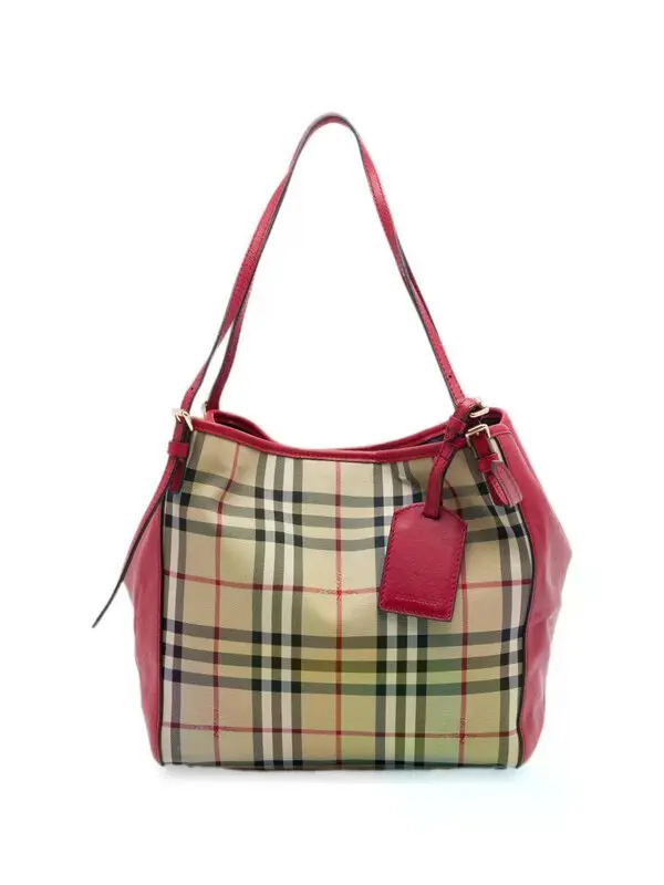 Burberry Small Haymarket Check Nylon And Calfskin Canterbury Tote Bag - Neutrals