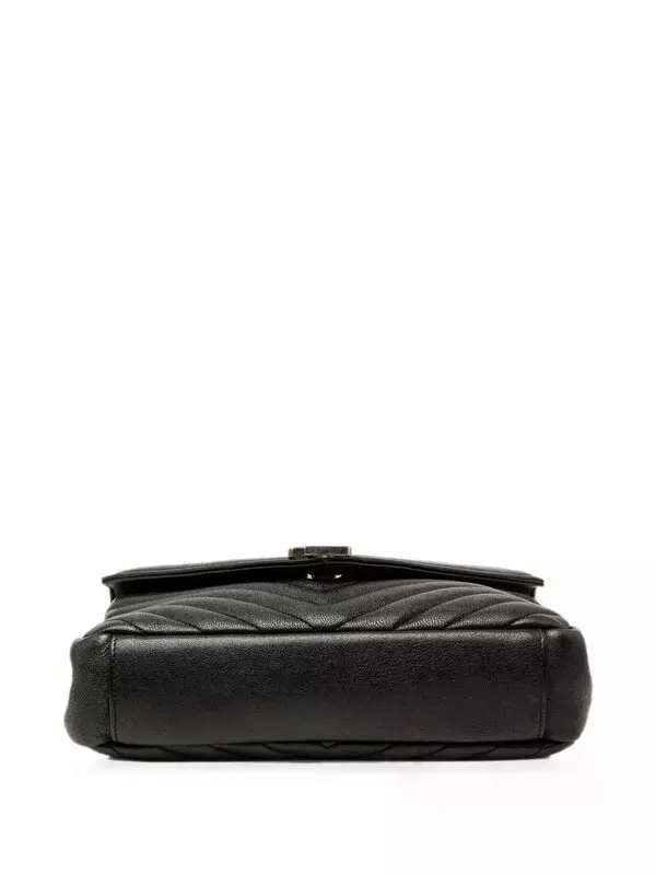 Saint Laurent 2016 Medium Chevron Sheepskin Monogram College Satchel