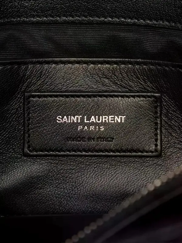 Saint Laurent 2016 Medium Chevron Sheepskin Monogram College Satchel - Black