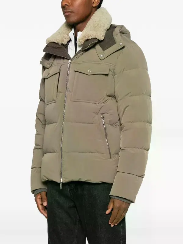 MOORER Shearling-collar Padded Jacket