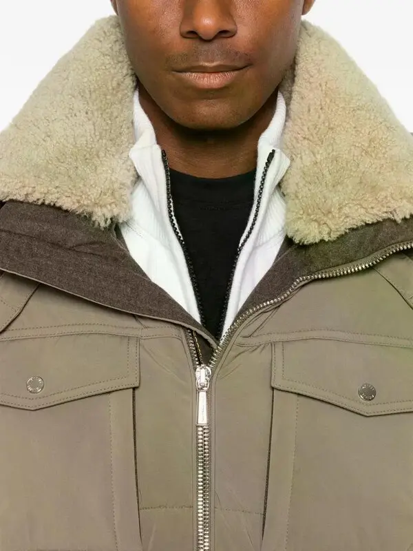 MOORER Shearling-collar Padded Jacket