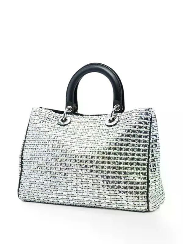 Dior 2015 Medium Metallic Tweed Patch Diorissimo Satchel