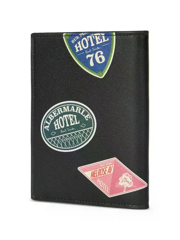 Paul Smith Hotel Stickers Leather Passport Holder