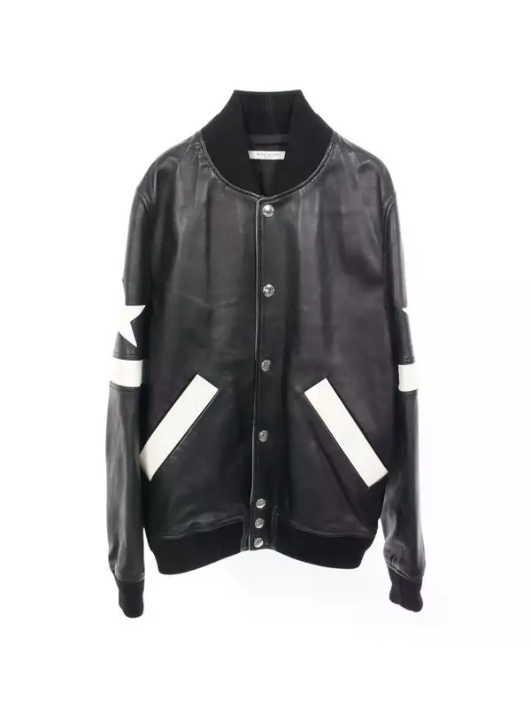 Givenchy Leather Star Patch Bomber Jacket