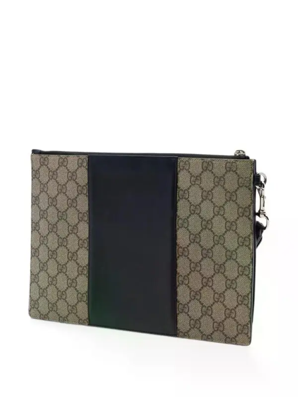 Gucci Gg Supreme Wristlet Zip Pouch Clutch Bag