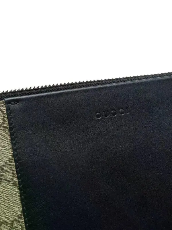 Gucci Gg Supreme Wristlet Zip Pouch Clutch Bag