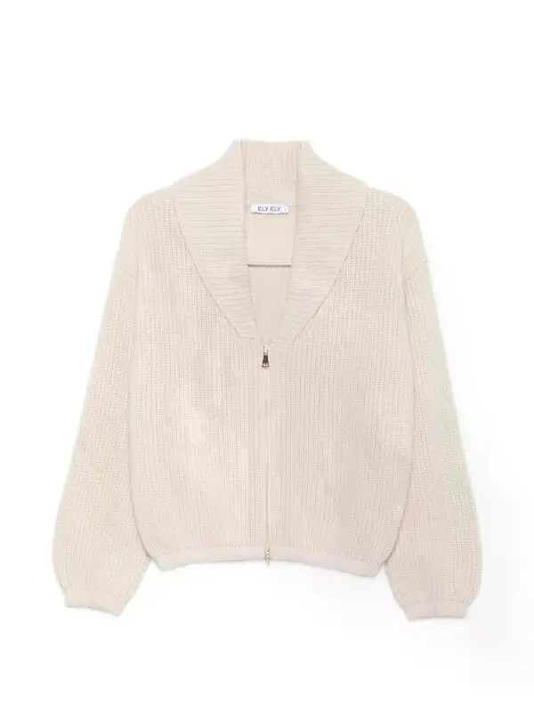 ELY ELY Ribbed-knit Zip-up Cardigan
