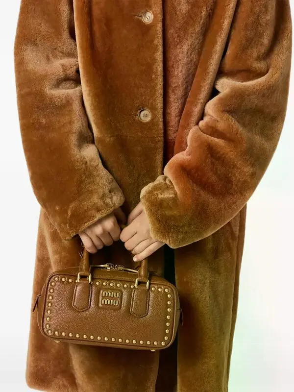 Miu Miu Arcadie Studded Leather Bag - Brown